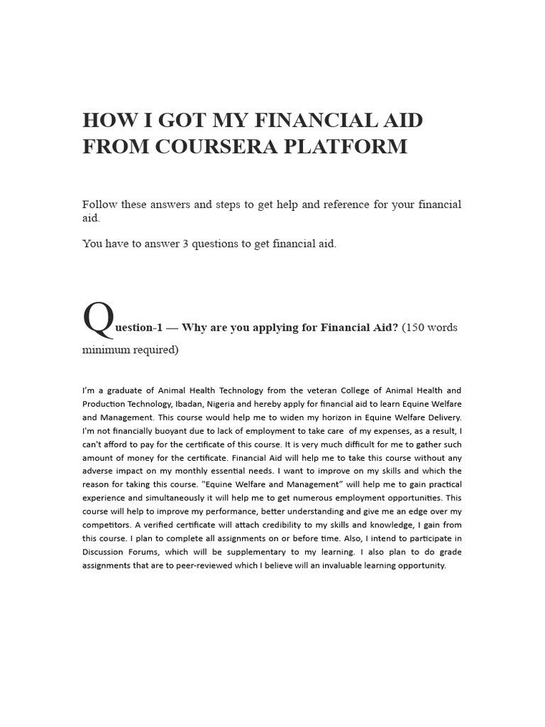 How I Got My Financial Aid From Coursera Platform | PDF | Knowledge | Learning