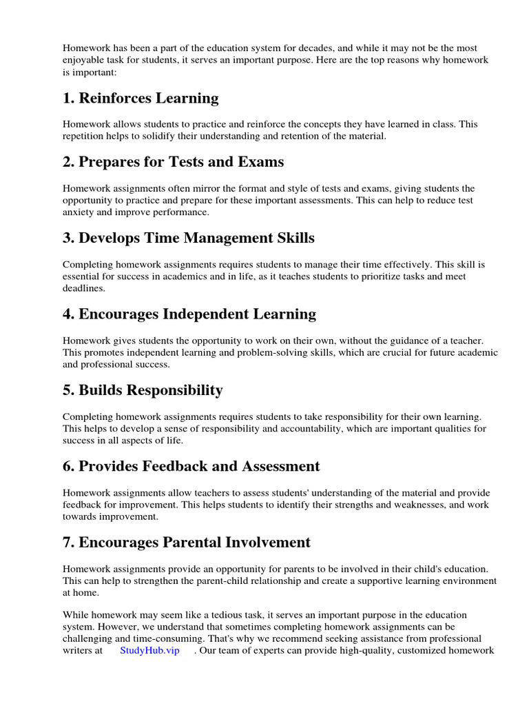 Top Reasons Why Homework Is Important | PDF | Homework | Learning