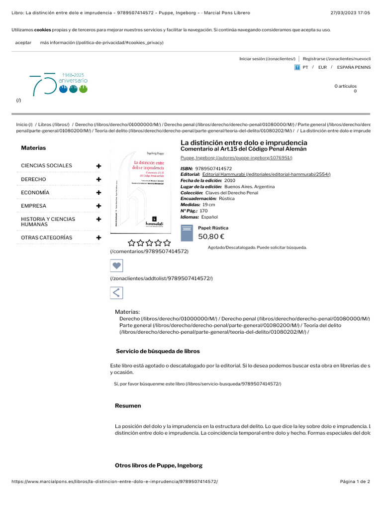 La Distinción Entre Dolo e Imprudencia - Puppe, Ingeborg | PDF ...