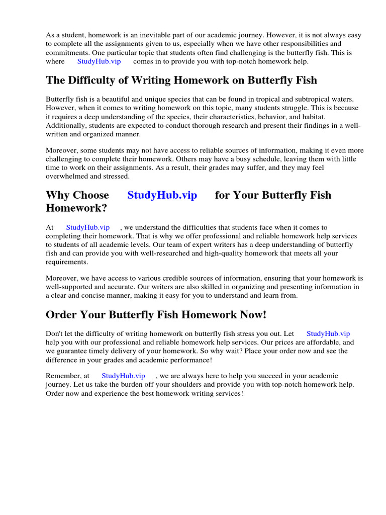 Homework Help Butterfly Fish | PDF | Butterfly | Homework