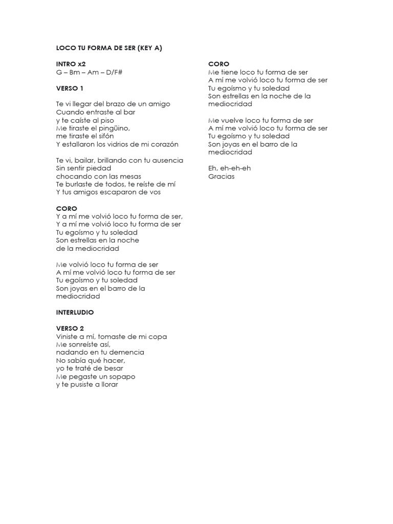 Loco (Tu Forma de Ser) | PDF