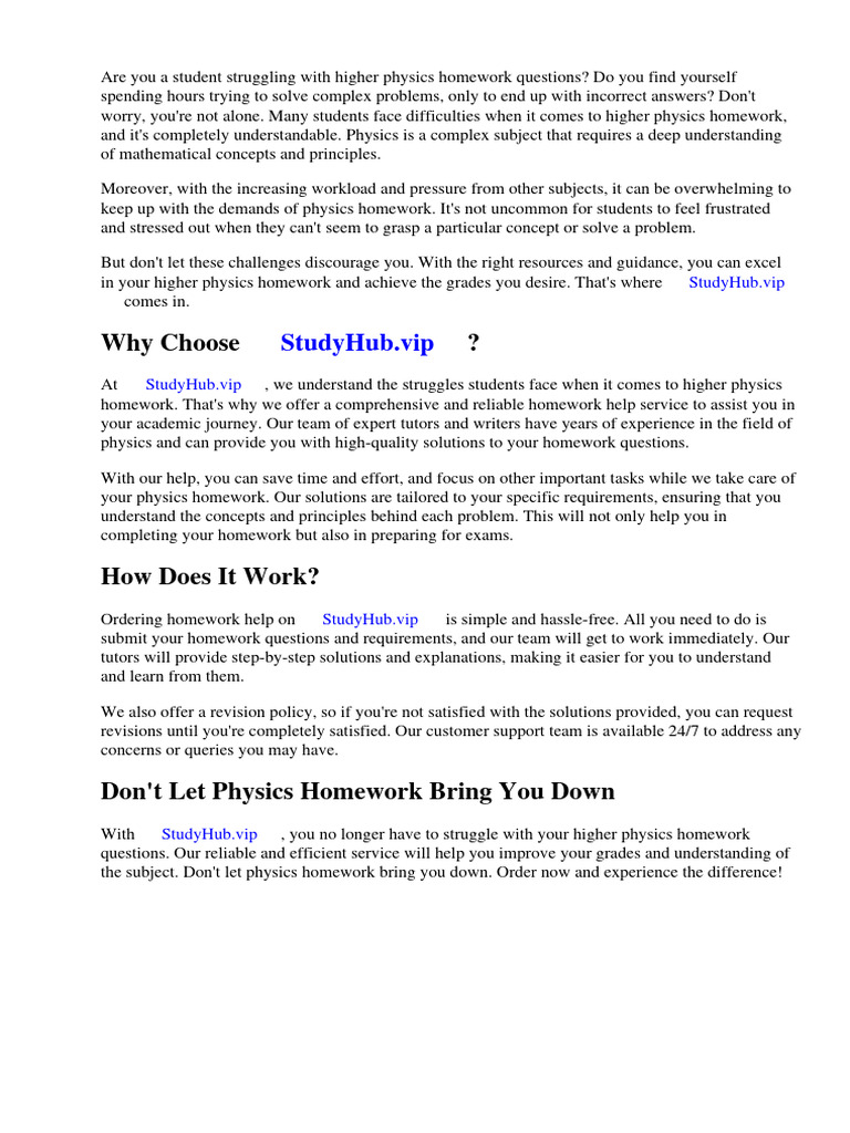 Higher Physics Homework Questions | PDF | Physics | Homework