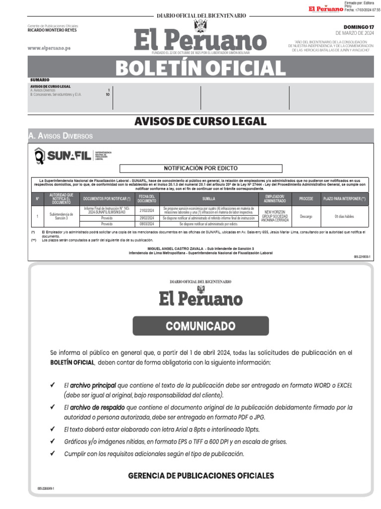 Boletin Informativo de Marzo Del 2024 | PDF | Multa (pena) | Lima