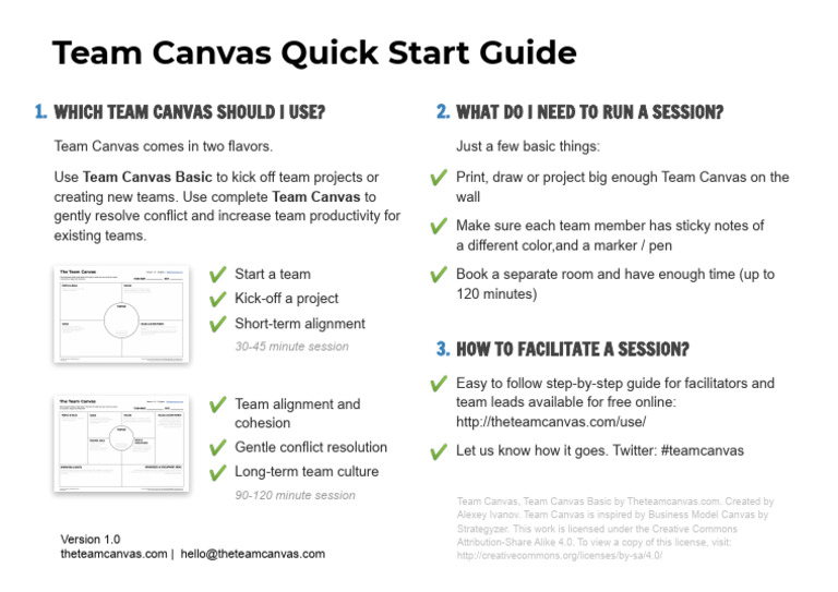 (Instructions) Team Canvas 1.0 - Read Me (English) | PDF