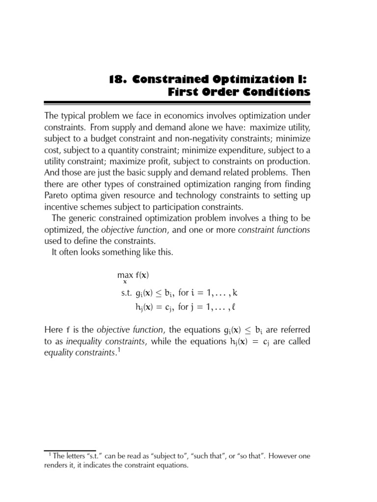Math Constrained Optimization I Foc | PDF | Mathematical Optimization ...