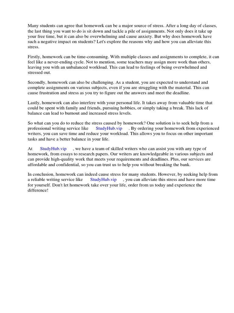 Does Homework Cause Stress | PDF | Homework | Stress (Biology)