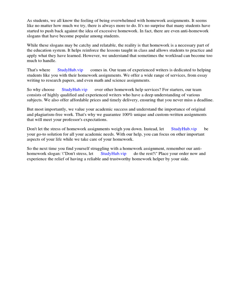 Anti Homework Slogans | PDF | Homework | Teachers