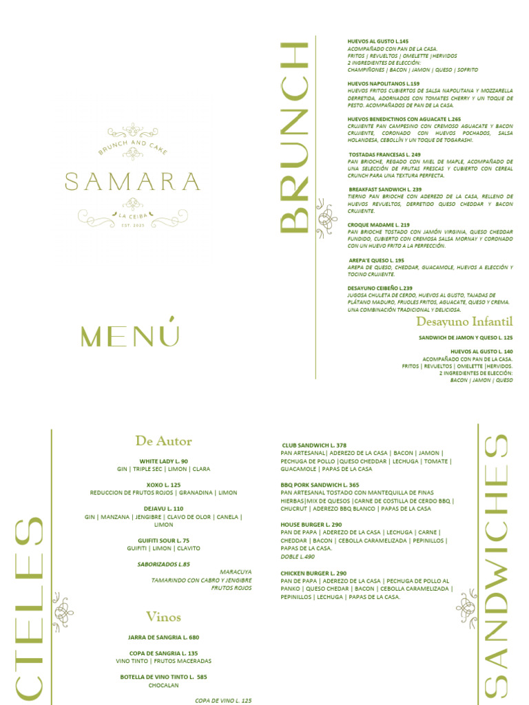 Samara Menu Horiz Peq Con Espacio 25 de Marzo | PDF | Cocina | Alimentos