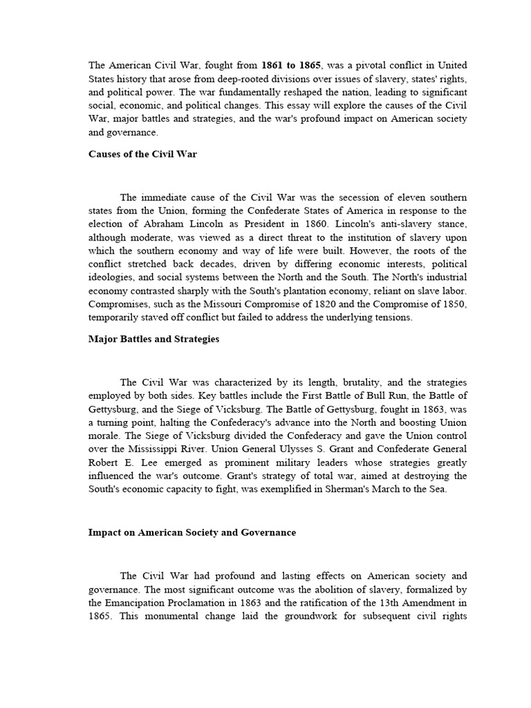 The American Civil War | PDF | American Civil War | Confederate States ...