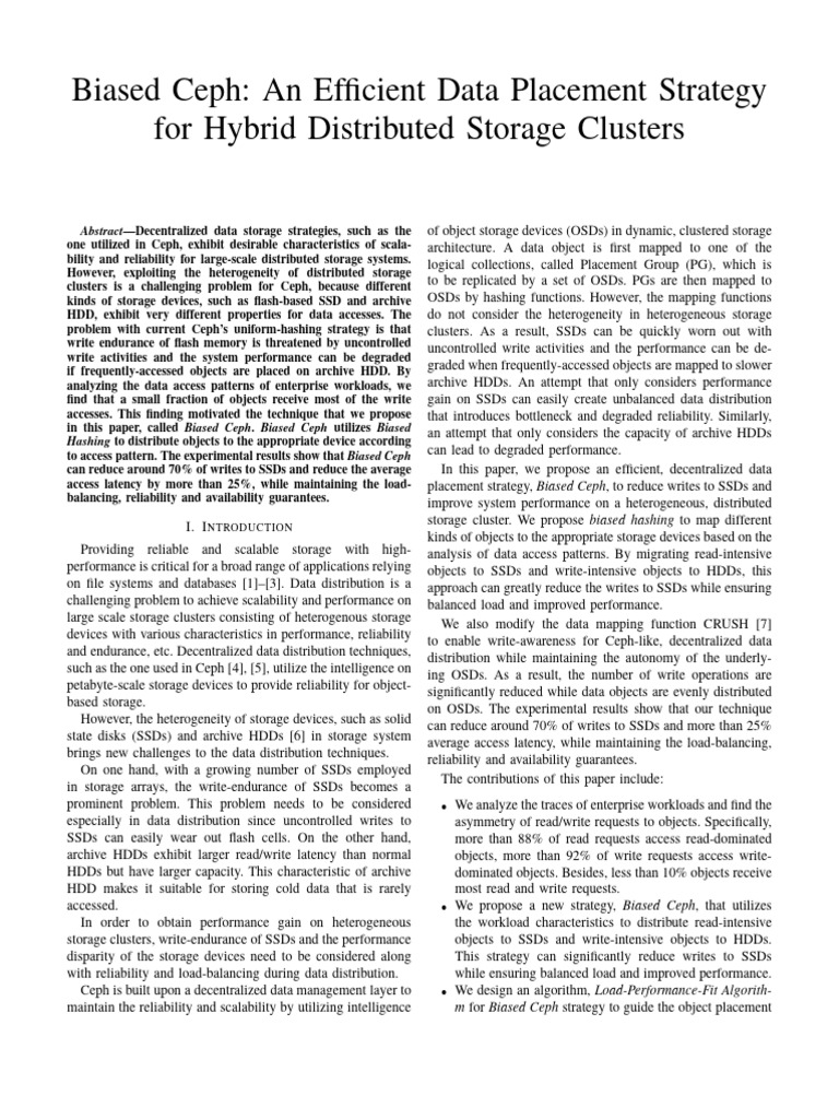 Biased Ceph An Efficient Data Placement | PDF | Solid State Drive | Computer Data Storage