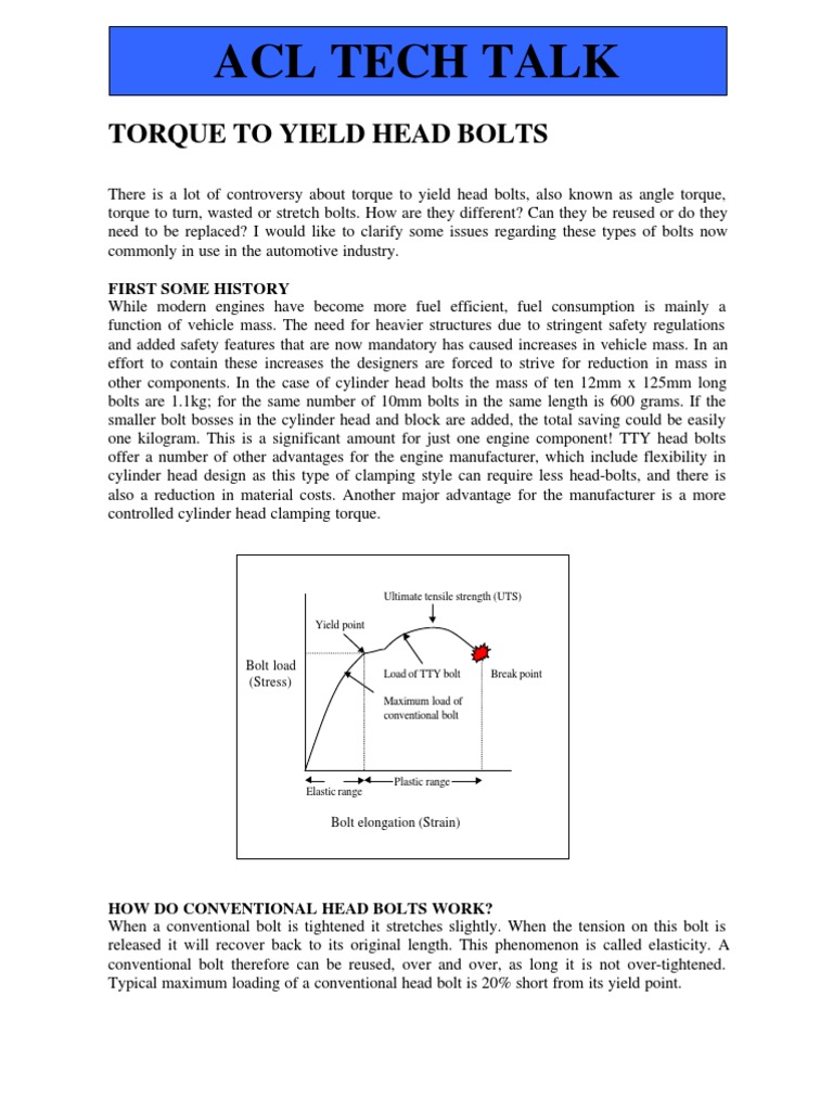 Torque To Yield Headbolts | PDF | Yield (Engineering) | Screw