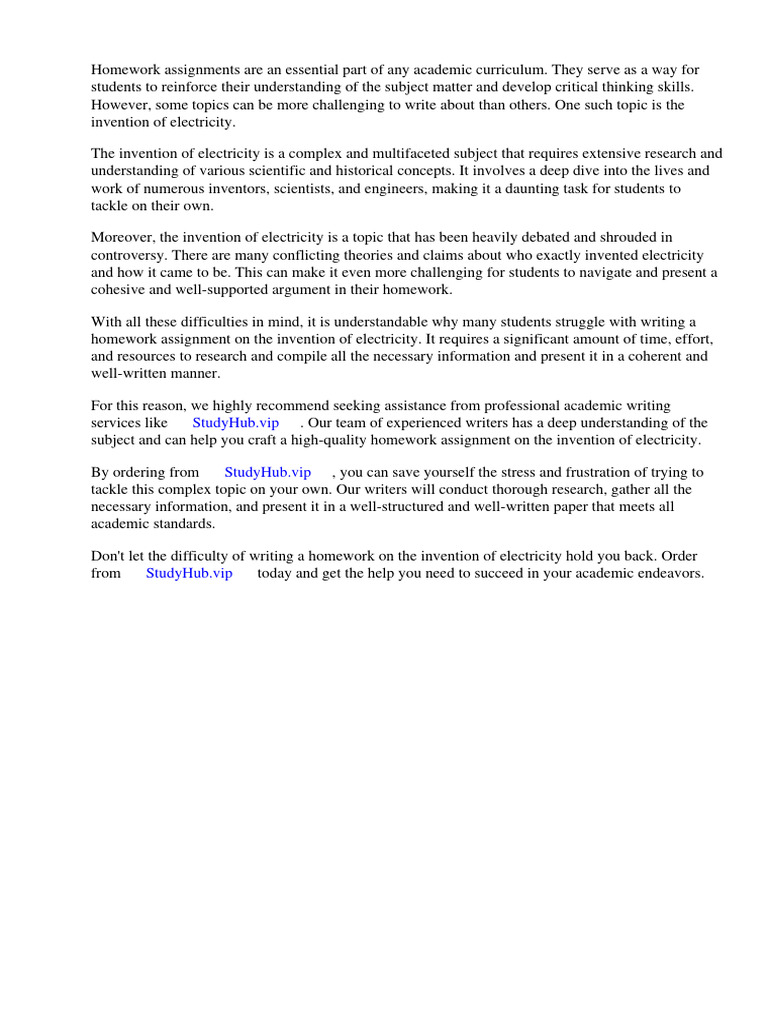 Who Invented Electricity Homework | PDF | Electricity | Electric Motor