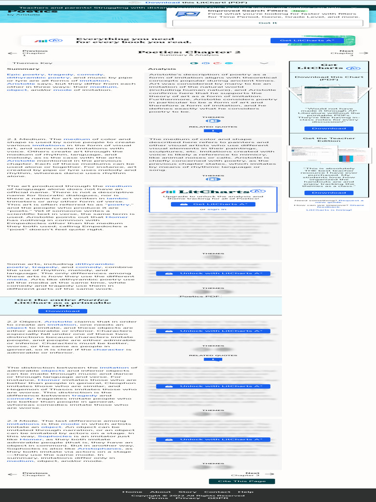Aristotle's Poetics: Chapter 2 Summary | PDF | Poetics (Aristotle) | Tragedy