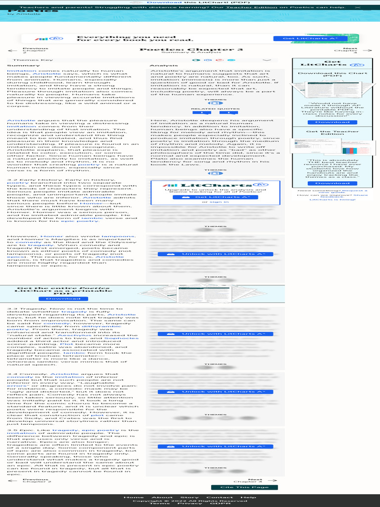 Poetics Chapter 3. The Anthropology and History of Poetry Summary & Analysis LitCharts | PDF ...