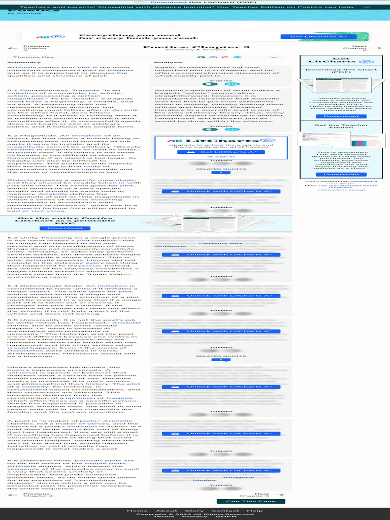 Poetics Chapter 5. Plot Basic Concepts Summary & Analysis LitCharts | PDF | Poetics (Aristotle ...