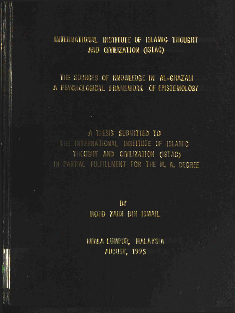 The Sources of Knowledge in Al-Ghazali A Psychological Framework of ...