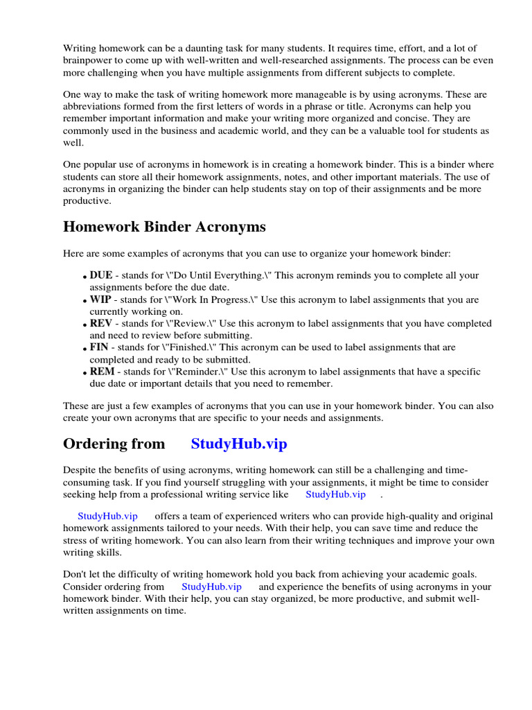 Homework Binder Acronyms | Download Free PDF | Acronym | Homework