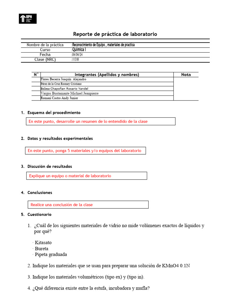 FORMATO - Reporte de Resultados Laboratorio - 2024 - 1 | PDF