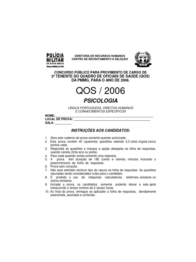 Prova Psic Retificada | PDF | Psicologia