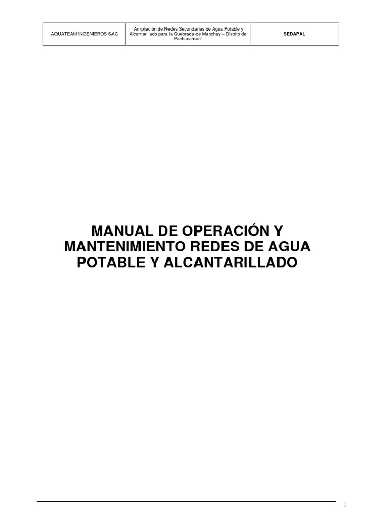 Manual de Operacion y Mantenimiento Rede | PDF | Alcantarillado | Agua