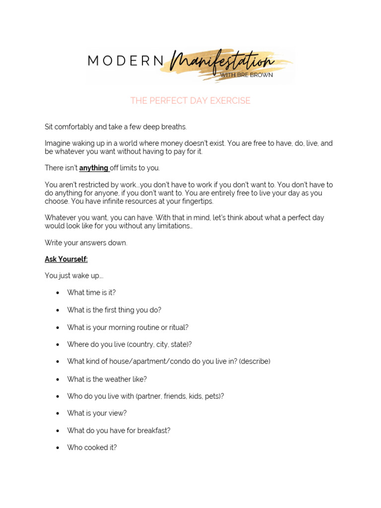 The Perfect Day Exercise | PDF