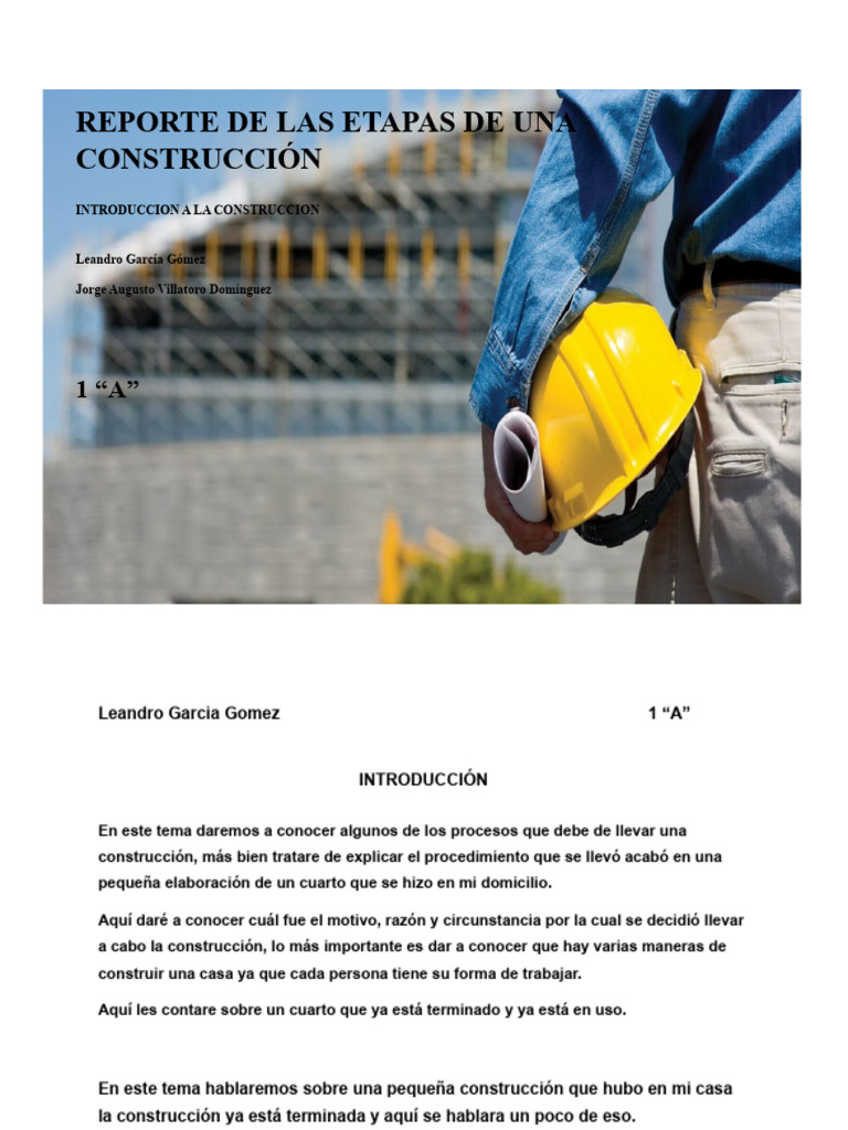Reporte de Una Construccion | PDF | Hormigón | Mortero (Albañilería)