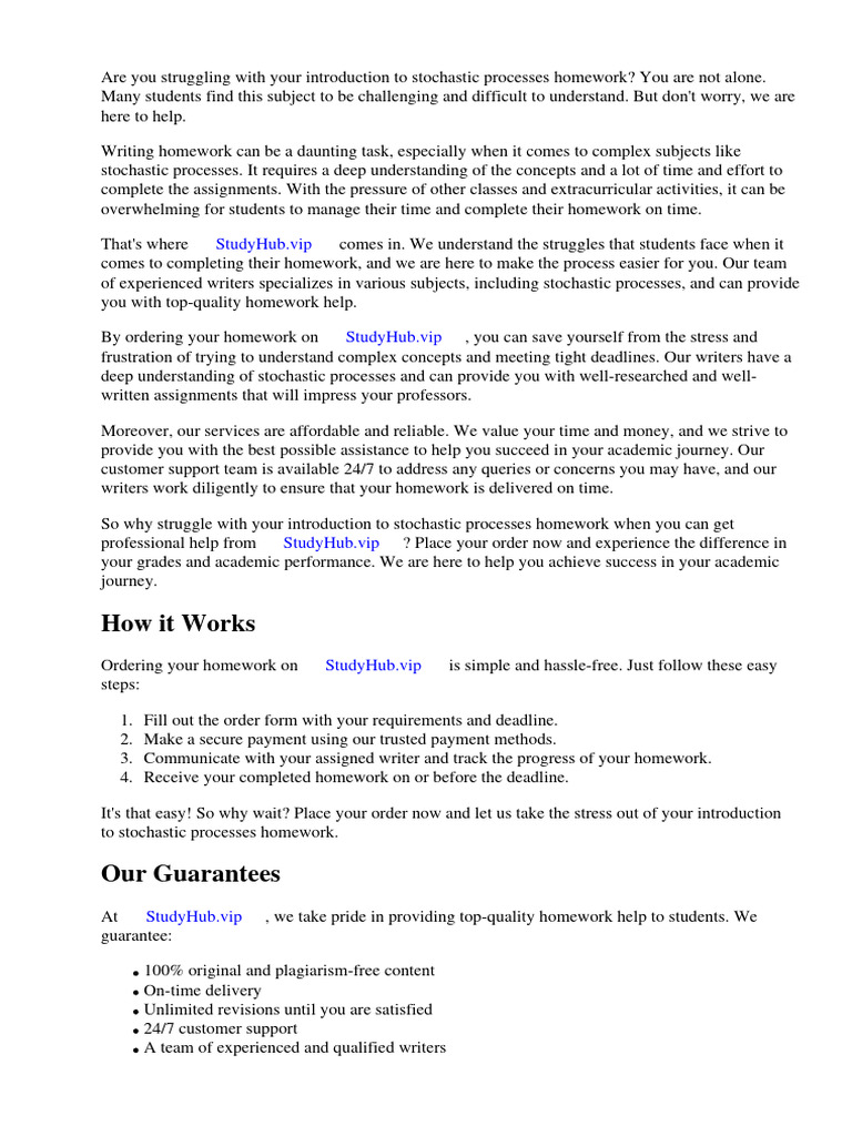 Introduction To Stochastic Processes Homework Pdf Stochastic