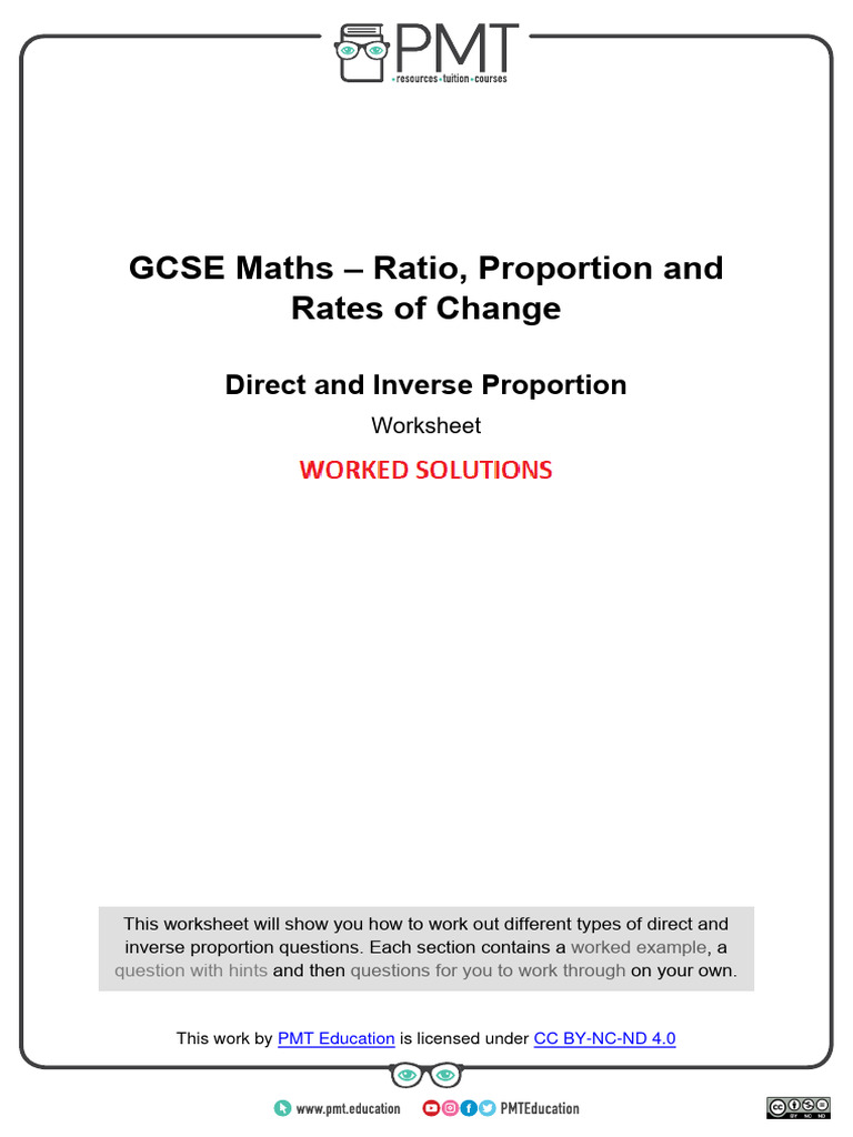 g. Direct and Inverse Proportion (1)solutions | PDF | Mathematical Objects | Mathematics
