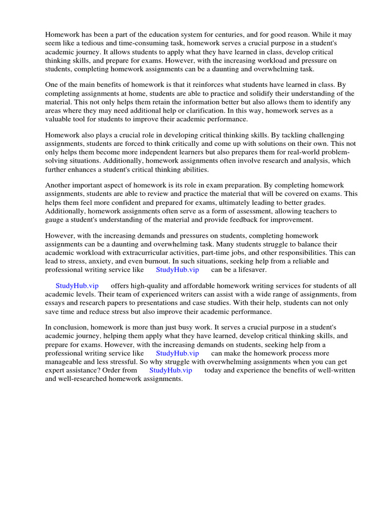 Essay On Homework Is Useful | PDF | Homework | Essays