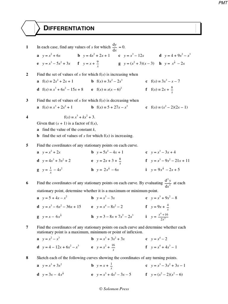 4a. Increasing and Decreasing Functions and Stationary Points | PDF ...