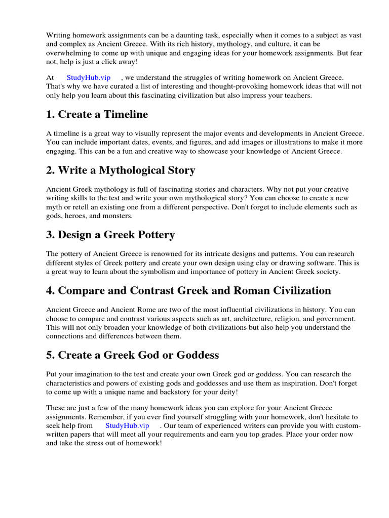 Creative Ancient Greece Homework Ideas | PDF | Homework | Greek Mythology