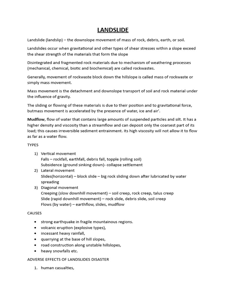LANDSLIDE | Download Free PDF | Landslide | Emergency Management