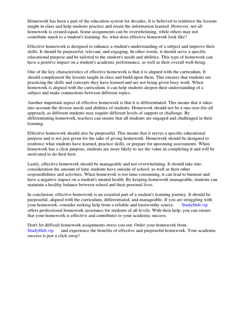 What Does Effective Homework Look Like | PDF | Homework | Curriculum