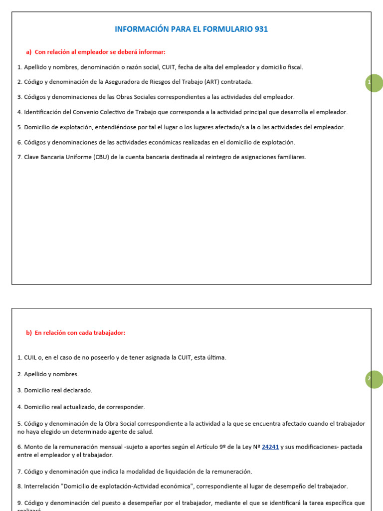 Formulario 931: Datos de Empleadores y Trabajadores | PDF | Salario