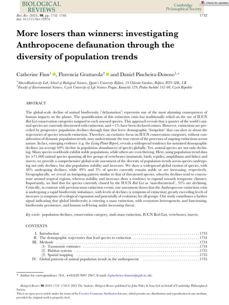 Finn et al 2023 More losers than winners investigating Anthropocene ...