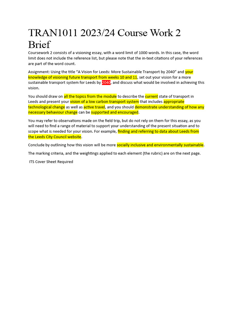 CW2 Assignment and Marking Criteria | PDF | Sustainability | Cognition