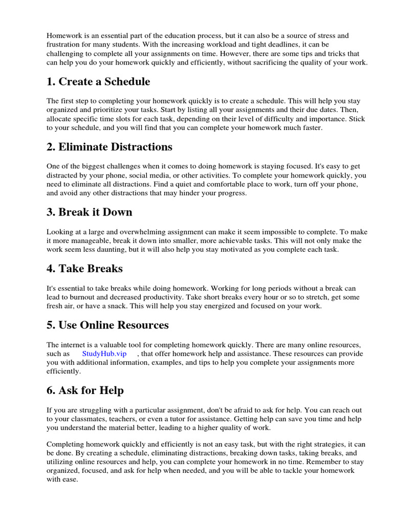 How Do You Do Your Homework Really Fast | PDF | Homework | Learning