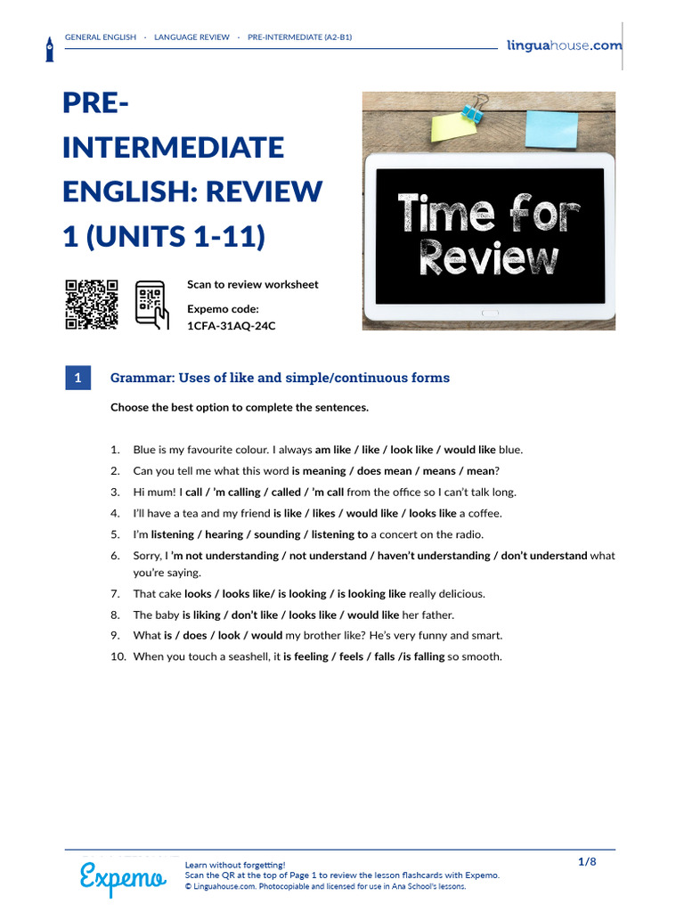 pre-intermediate review | PDF | English Language | Languages