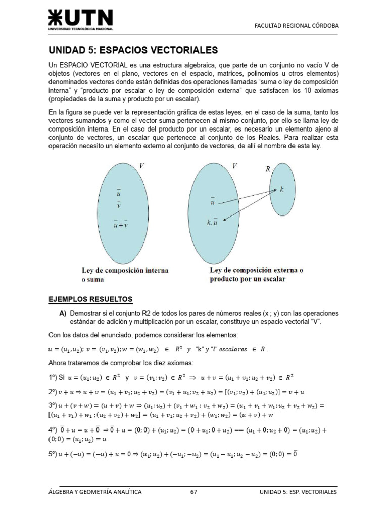 Espacios Vectoriales: Teoría y Ejemplos | PDF | Espacio vectorial ...