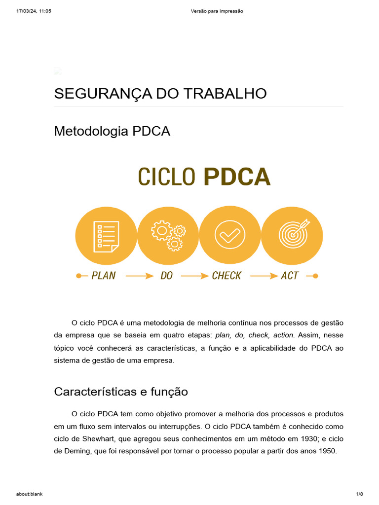 Metodologia PDCA | PDF