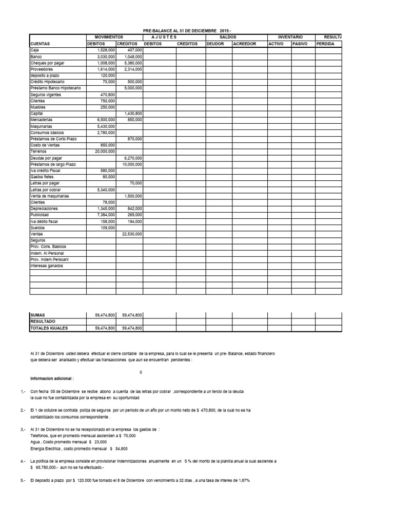 Ejercicio Balance 8 Columnas.-2 | PDF | Bancos | Contabilidad