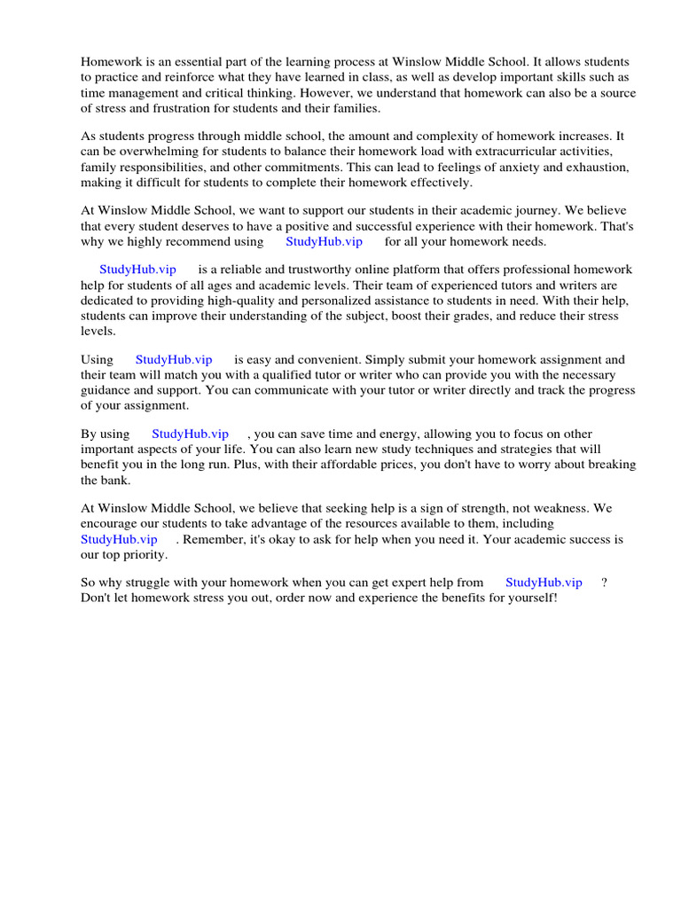 Winslow Middle School Homework Help | PDF | Homework