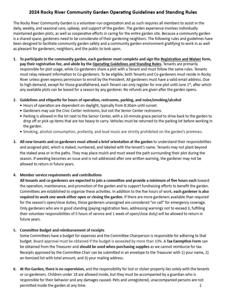 2024 Operating Guidelines Standing Rules | PDF | Agriculture | Horticulture