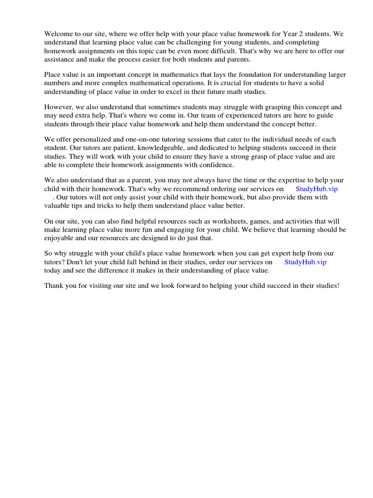 Year 2 Place Value Homework Help | PDF | Facebook | Http Cookie