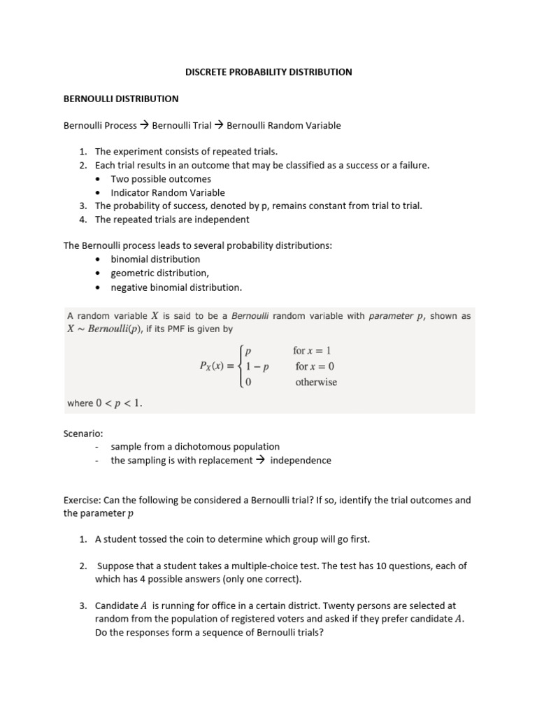 4 - Discrete Probability Distribution | PDF | Probability Distribution ...
