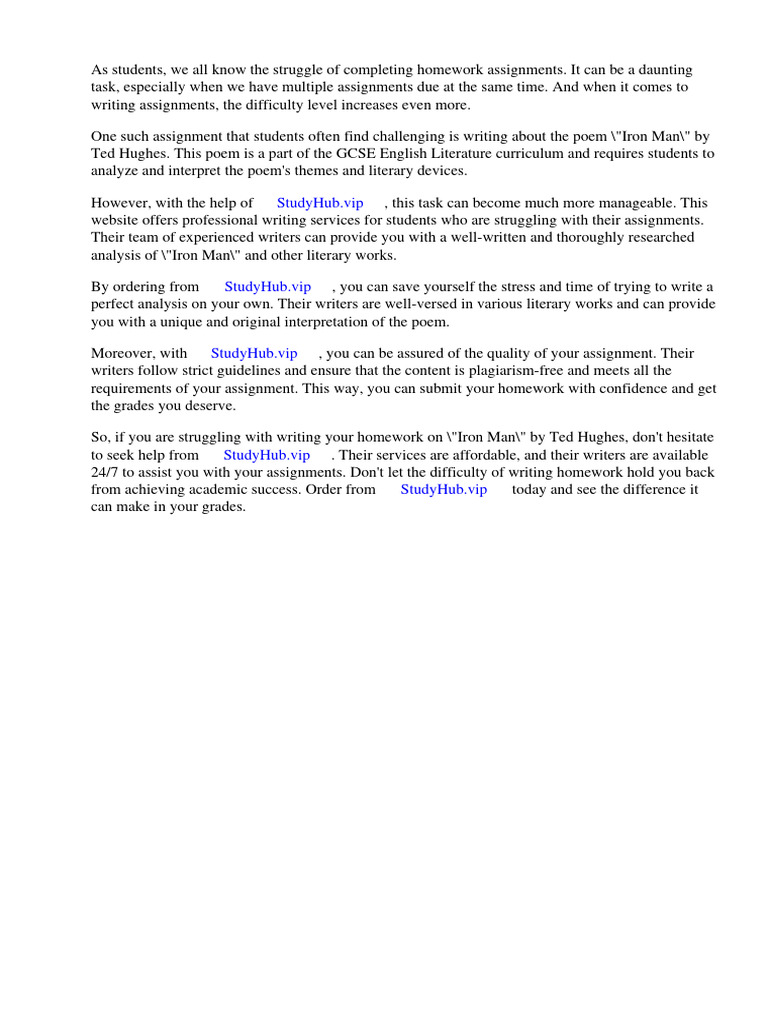 Iron Man Ted Hughes Homework | PDF | Auction