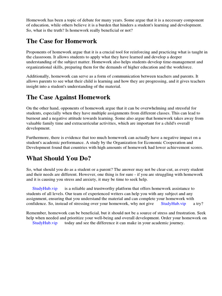 Debate On Homework Beneficial or Not | PDF | Homework