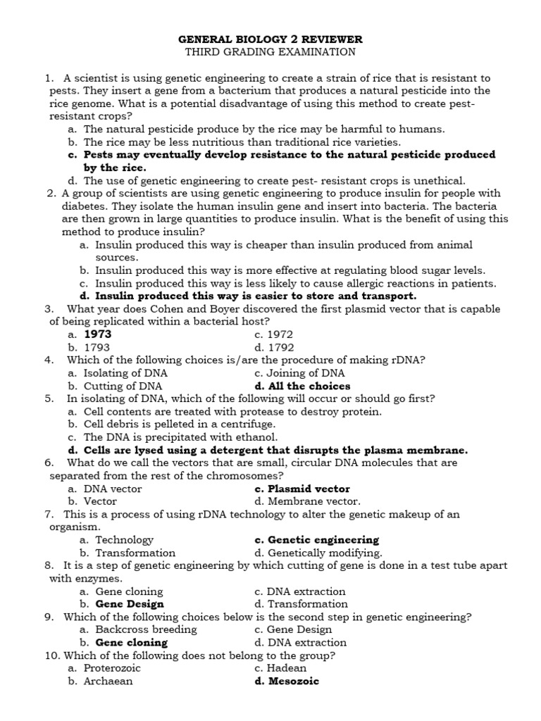 General Biology 2 Reviewer | PDF | Genetic Engineering | Genetics