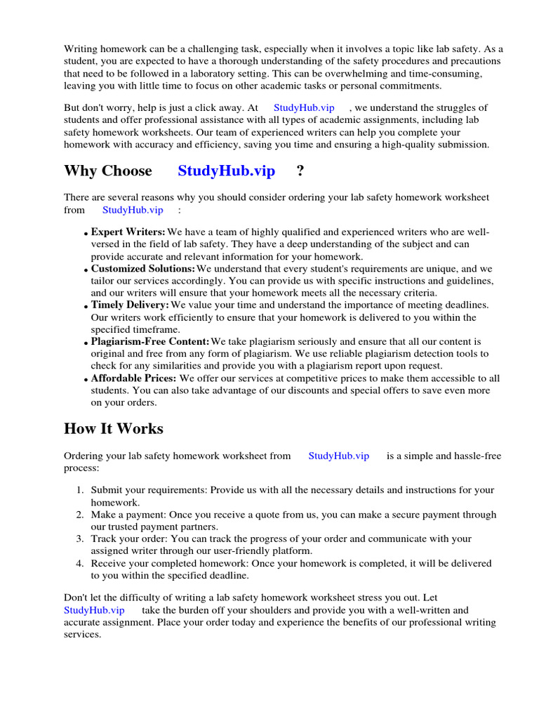 Lab Safety Homework Worksheet | PDF | Laboratories | Worksheet