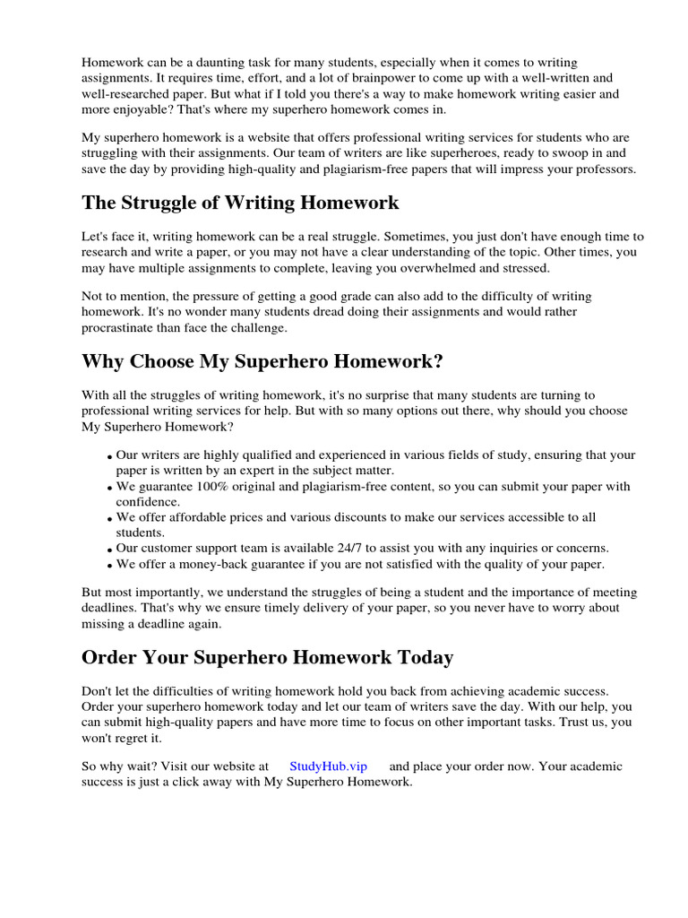 My Superhero Homework | PDF | Letter Case | Homework